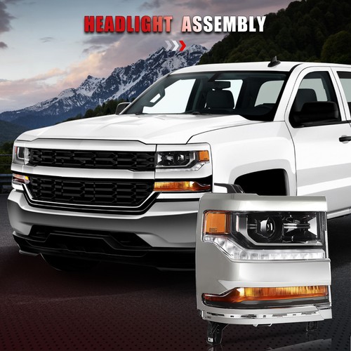 For 2016-2019 Chevy Silverado 1500 Chrome Housing Headlights Assembly ...