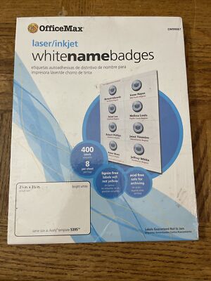 OfficeMax Laser Inkjet White Name Badges | eBay