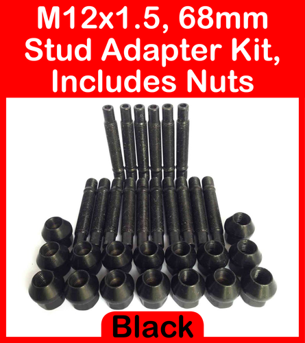 M12 x 1.5 68mm Stud Adapter Kit for VW Volkswagen Inc Nuts (Black) | eBay