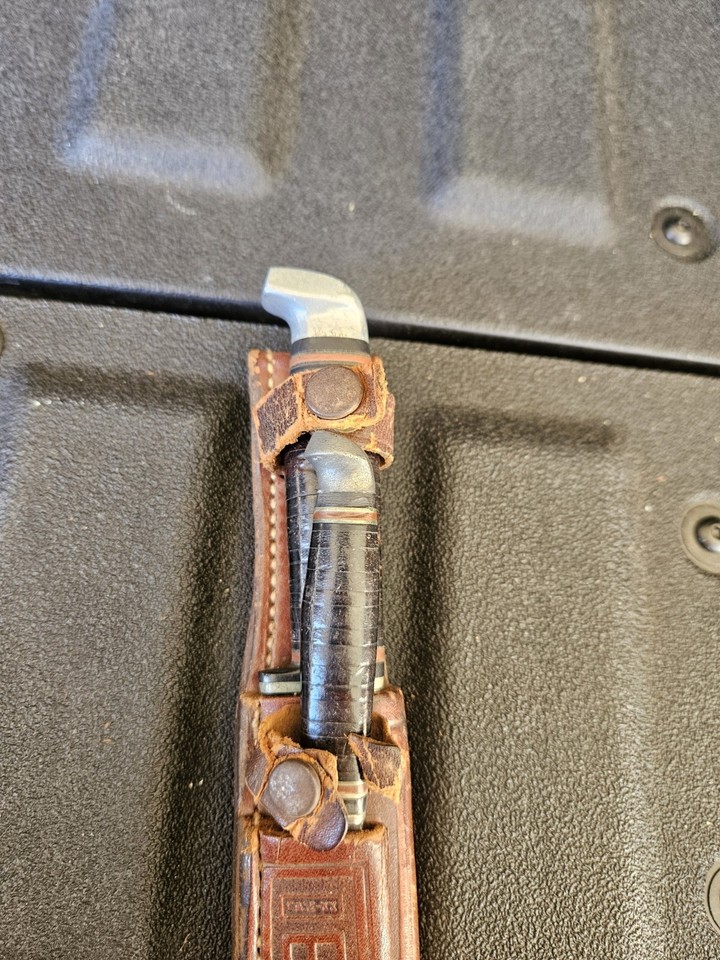 Vintage Rare Case Stacked Leather Piggyback Set Twin Set Fixed Blade ...