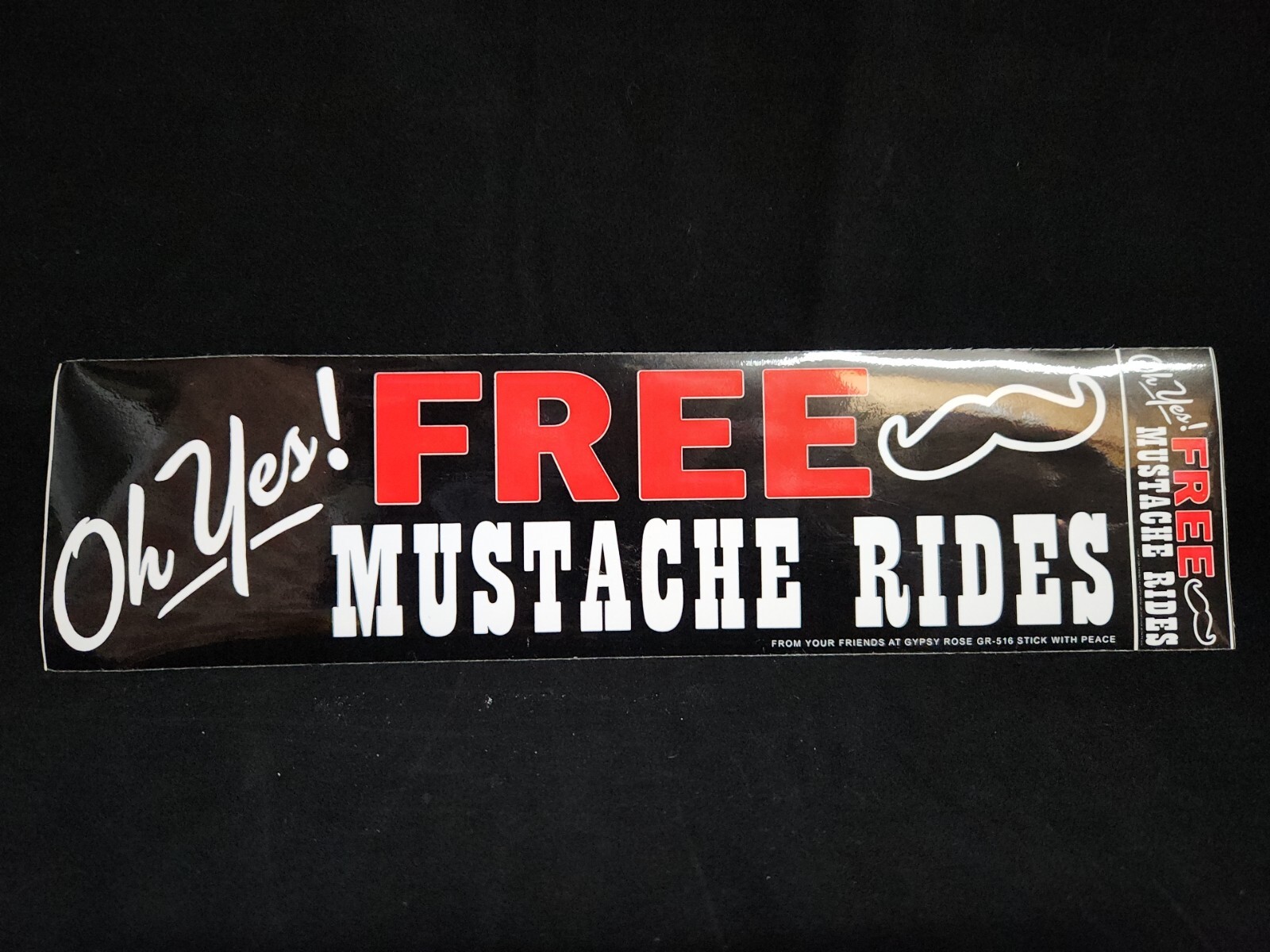 FREE MUSTACHE RIDES BUMPER STICKER | eBay