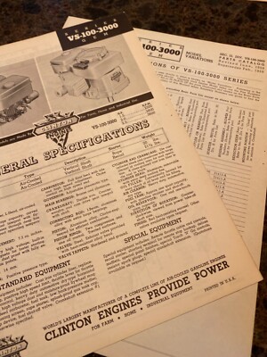 clinton engine series vs-100-3000 illustrated parts list,antique ...