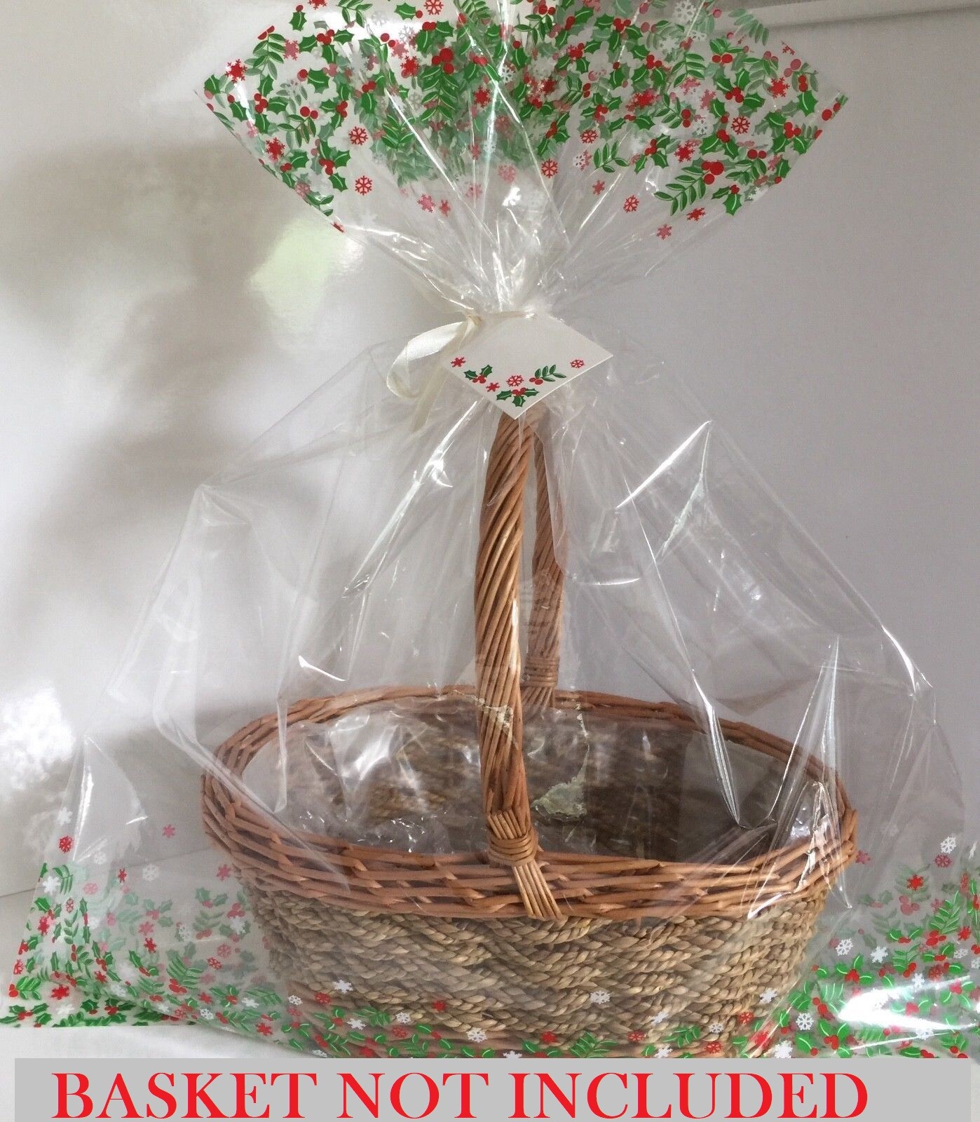 2 x CHRISTMAS HAMPER BASKET Gift Cake CELLOPHANE DISPLAY BAGS Large ...