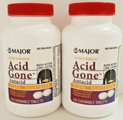 Major Acid Gone Antacid Chewable Tablets 100ct -2 Pack-Exp 12-2026 | eBay