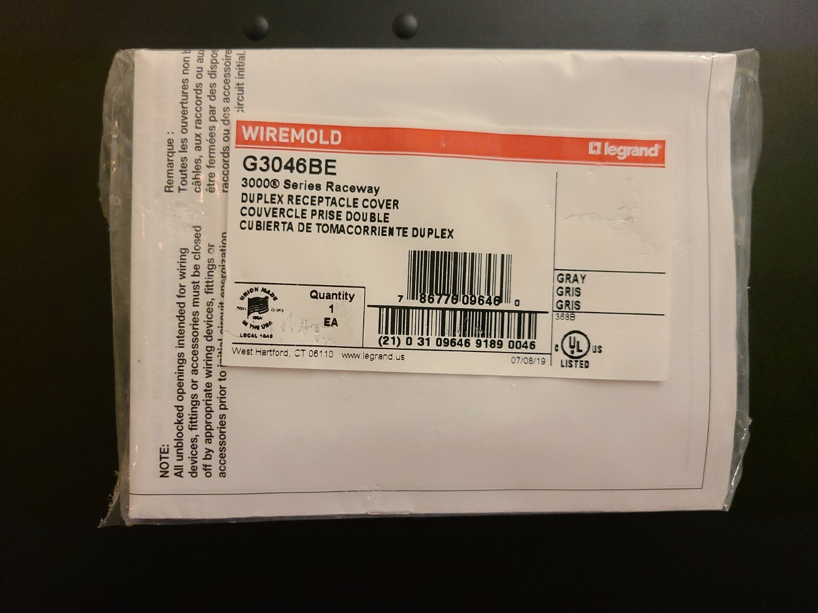 Wiremold+G3046BE+3000+Series+Race+Way+Duplex+Receptacle+Cover for sale ...