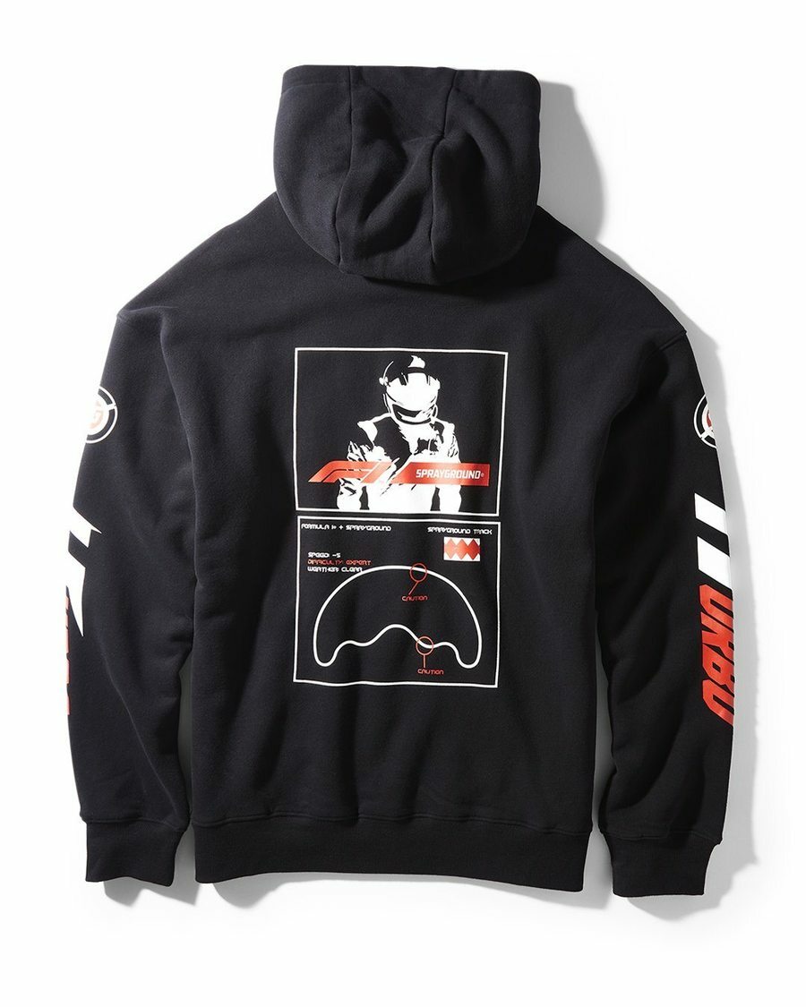 Sprayground Formula 1 Racing F1 Merchandise Shark In Paris Black Hoodie ...