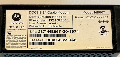 Motorola MB8611 DOCSIS 3.1 Multi-Gig Cable Modem Factory | eBay