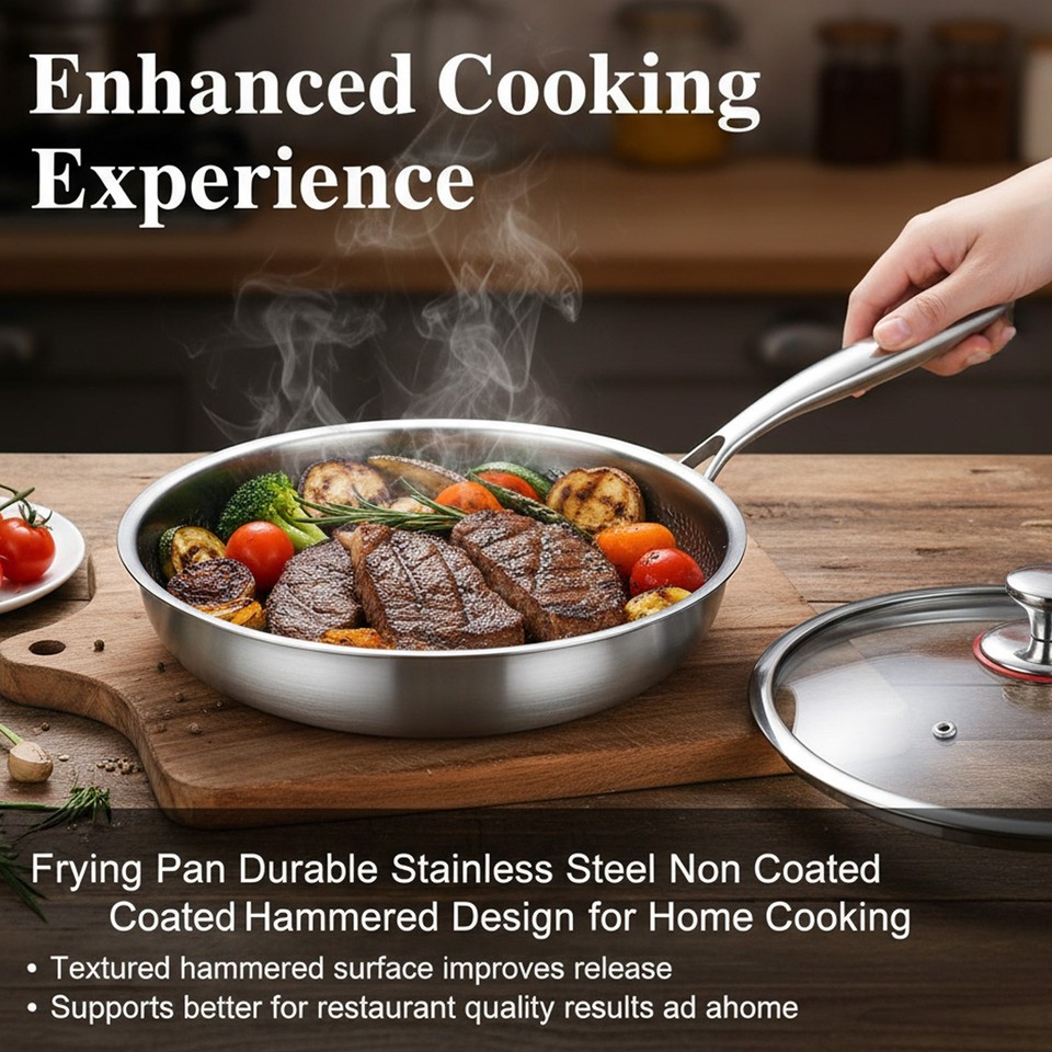 Uncoated Titanium Frying Pan Non Stick Kitchen Cookware Induction ...