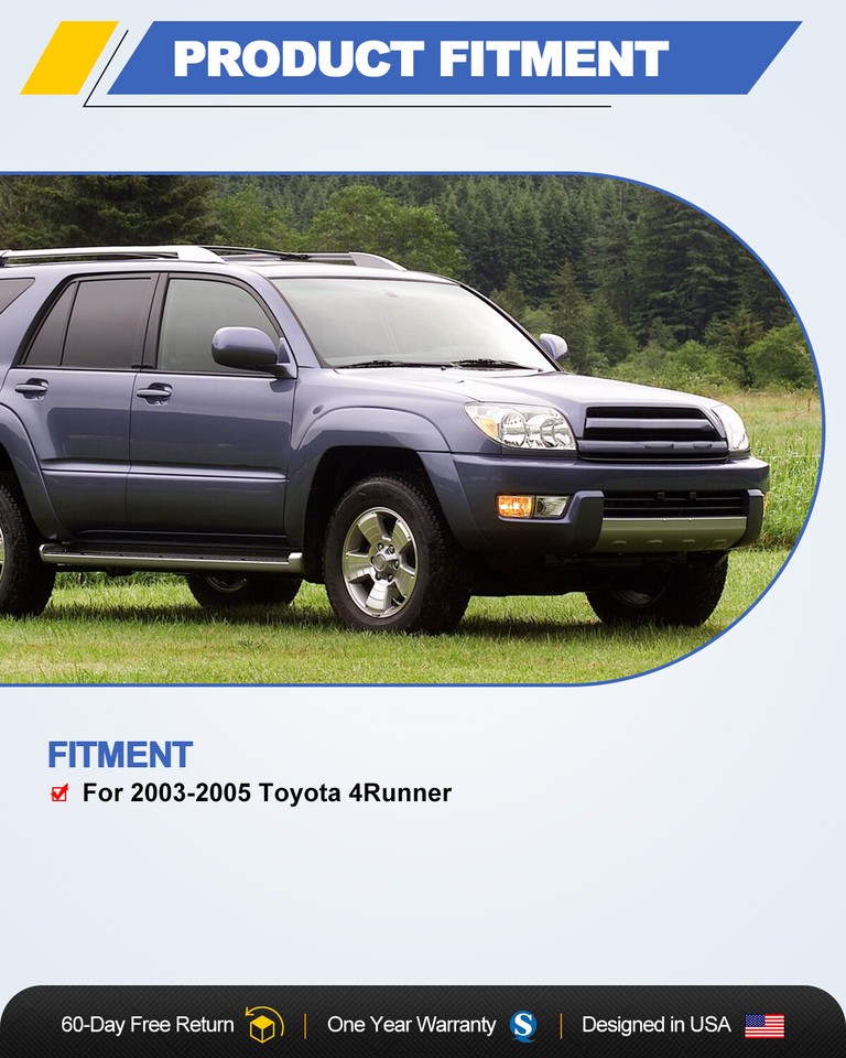 Fog Lights for 2003-2005 Toyota 4Runner Clear Lens Projector Driving ...