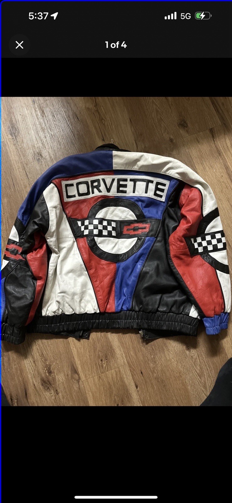 Vintage Chevrolet Corvette- Leather Jacket- Black, Bl… - Gem