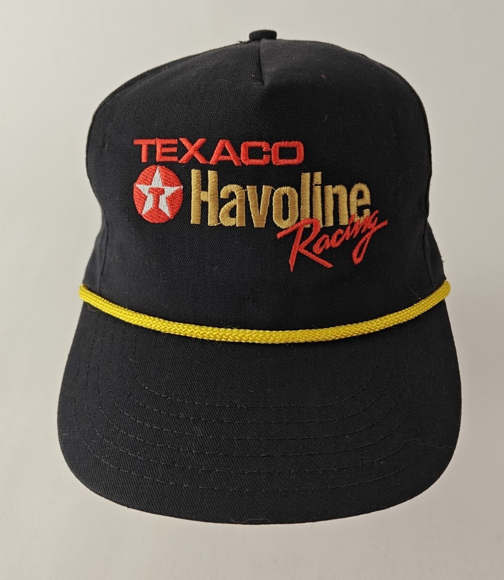 Vtg Texaco Havoline Racing Black Cord Rope Snapback Hat Cap | eBay