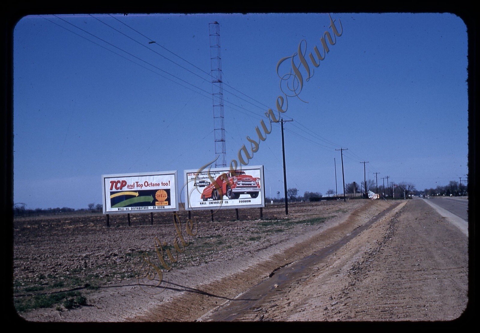 Shell Oil Chevy Truck Billboard Duquoin 1950s 35mm Slide Red Border ...
