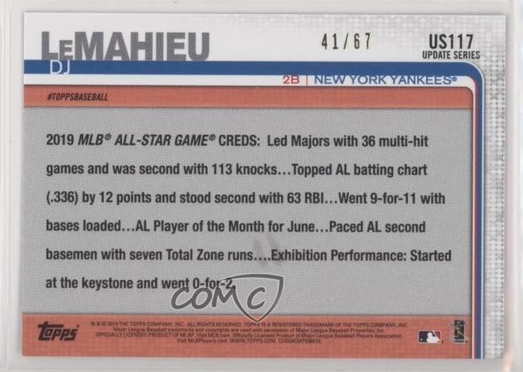 2019 Topps Update All-Star Black /67 DJ LeMahieu #US117 | eBay