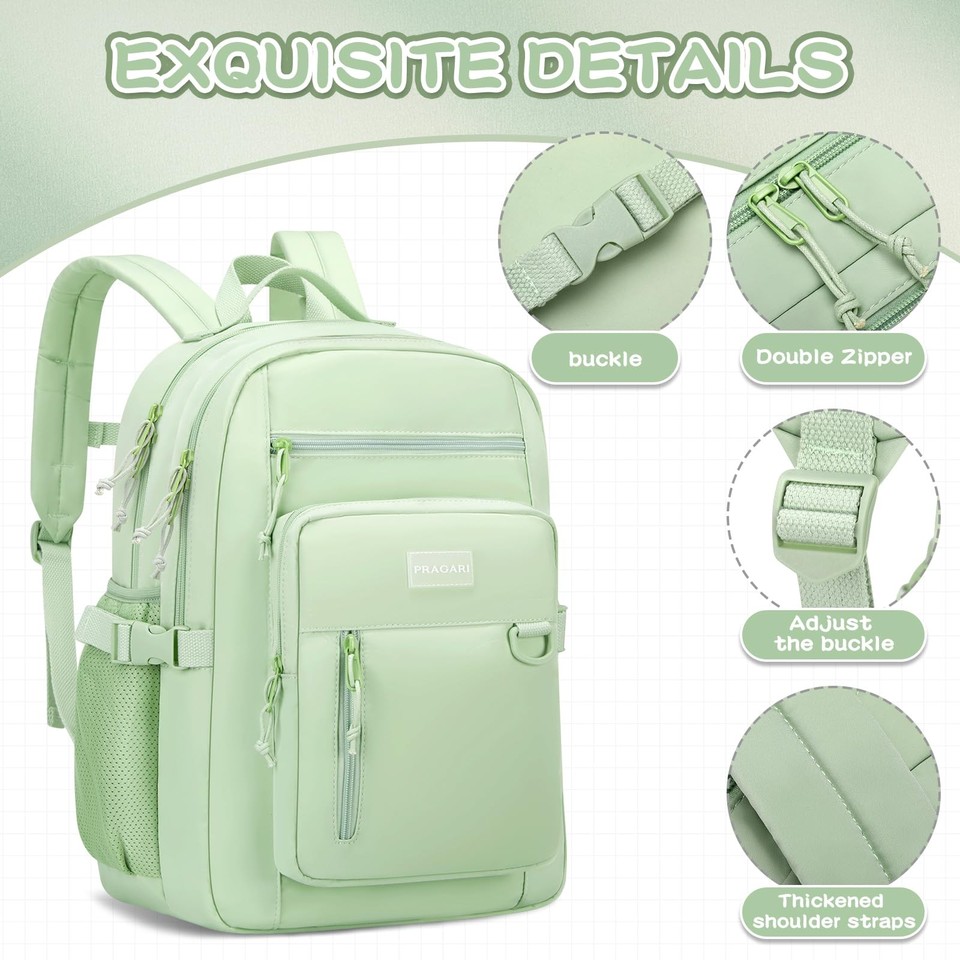 Kids Green School Backpack for Girls Cute Aesthetic Student Bookbag for ...