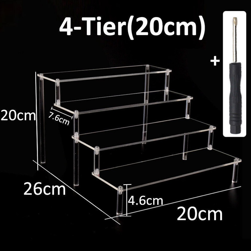 3-5 Tier Clear Acrylic Holder Riser Display Shelf Removable Rack ...