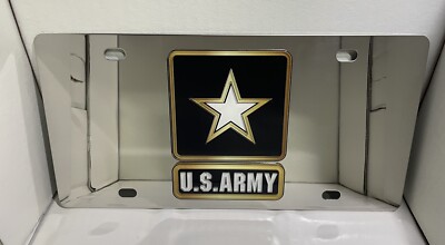 United States US Army stainless steel chrome vanity license plate tag ...