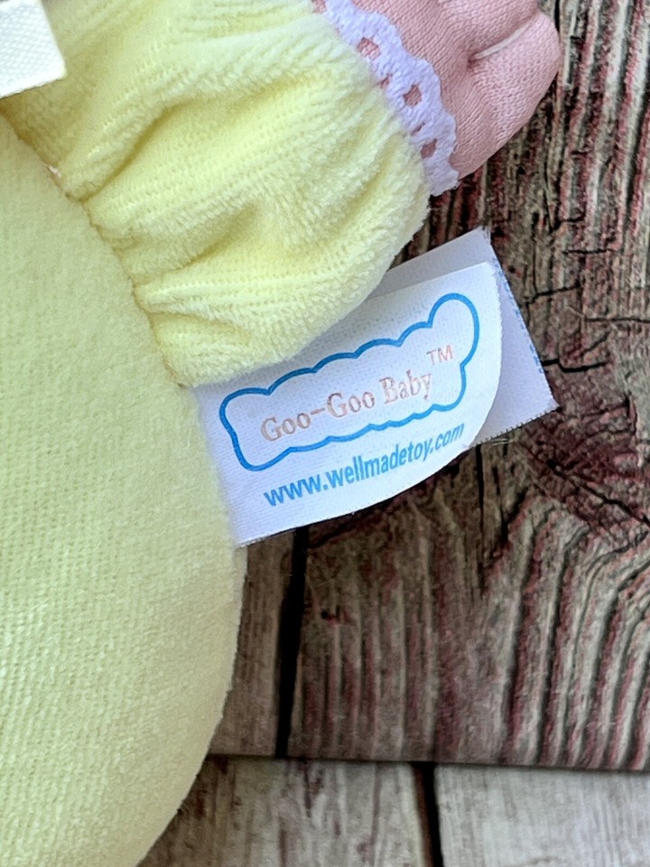 Well Made Toys Plush Goo-Goo Baby Yellow Rattle Doll Heart Stuffed ...