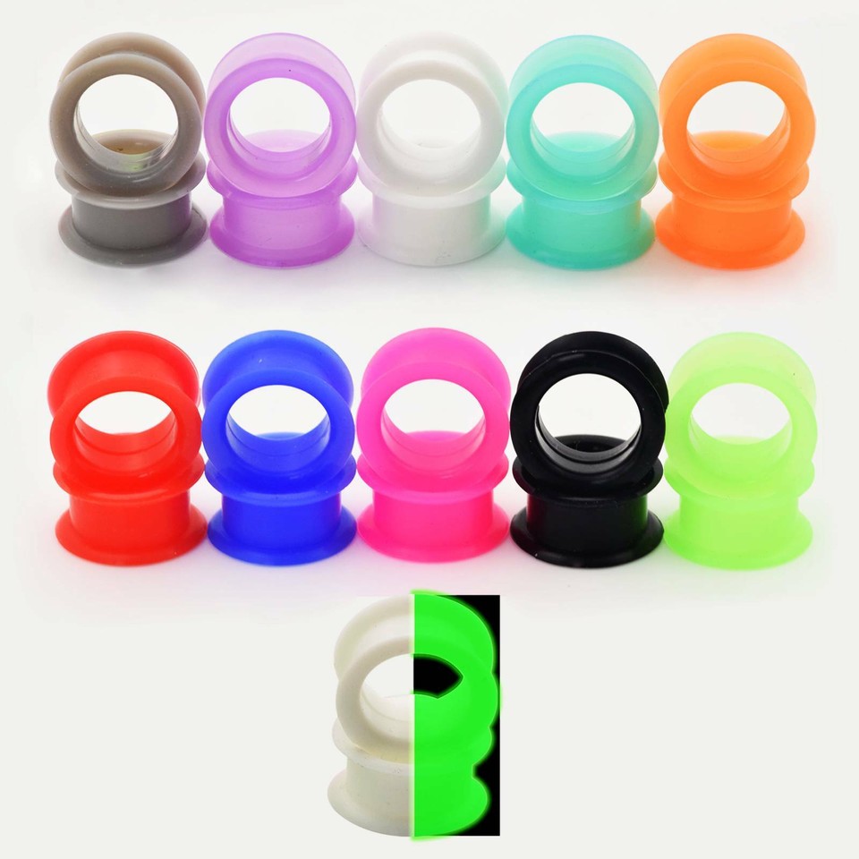 48PCS Thick Silicone Ear Gauges Set Soft Flesh Tunnels Earskin Expander ...
