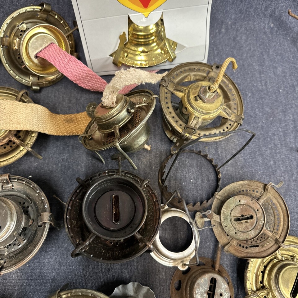 Lot of Antique Kerosene Oil Lamp Burners lot Flame Spreaders Lamp Parts | eBay