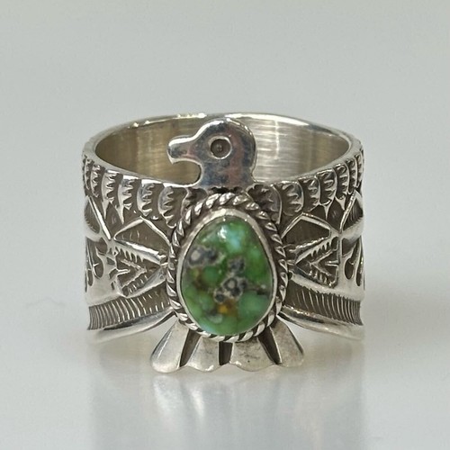 Navajo DARRELL CADMAN Thunderbird STERLING Turquoise Ring Size 23 Indian Jewelry | eBay