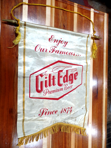 VERY RARE GILT EDGE PREMIUM BEER SILK BANNER BOSCH BRG HOUGHTON ...