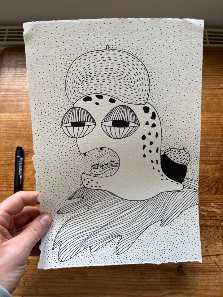 Original Ink drawing of a 'Crazy Snail' original line art | eBay