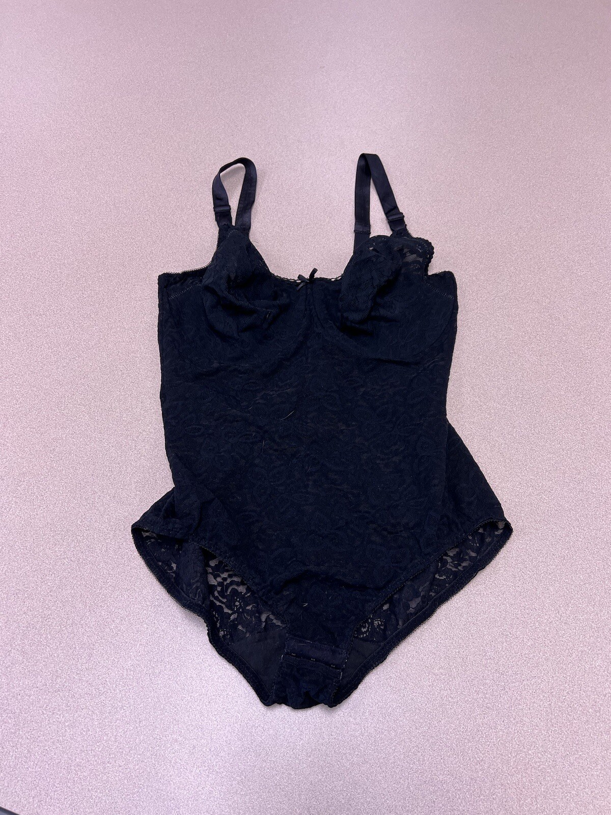 Vintage BALI Black Sheer Lace Bodysuit Body Shaper … - Gem