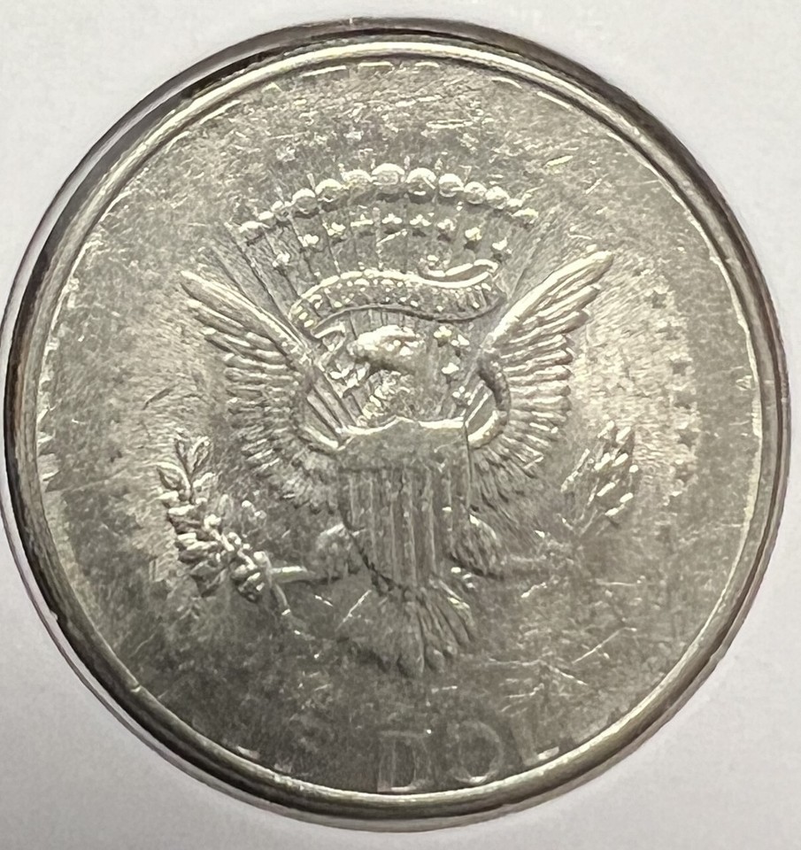 1986-P KENNEDY HALF DOLLAR BOTH SIDES STRUCK THRU GREASE ACTUAL COIN # ...