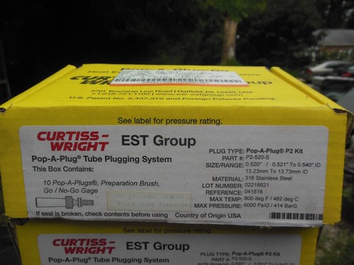 Curtiss Wright pop-a-plug P2-520-S tube plugging system 10/box | eBay