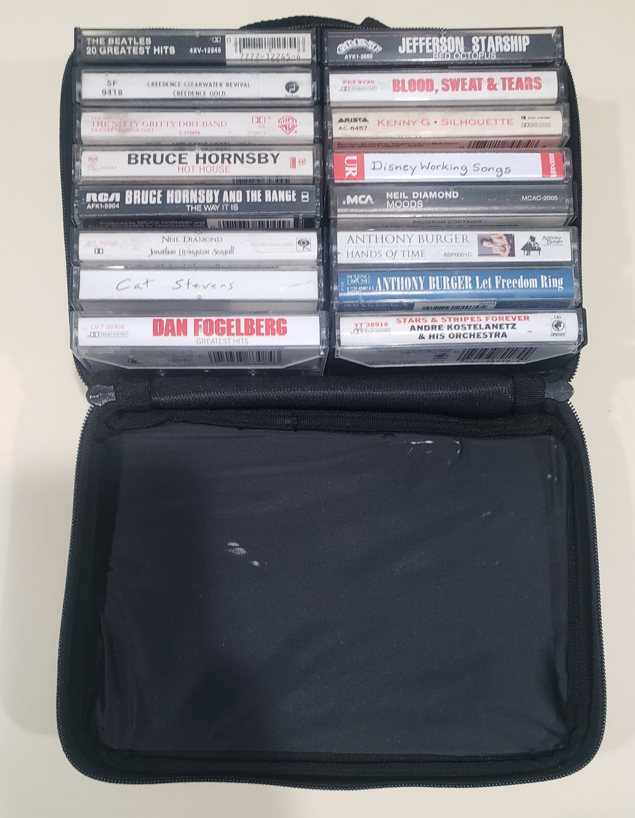16 Various Cassettes With Cassette Carrying Case Includes The Beatles ...