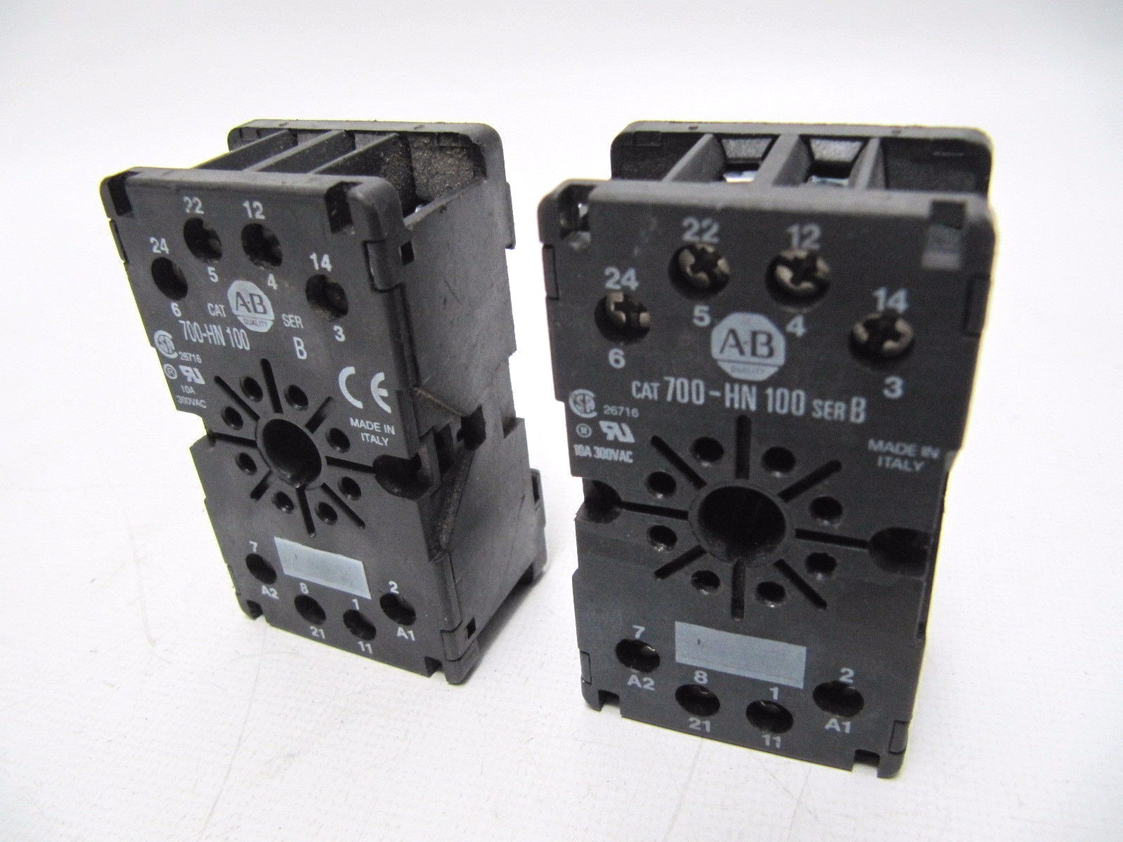 (LOT OF 2) Allen-Bradley Socket Relay Bases 8-Pin Cat. 700-HN100 Ser B ...