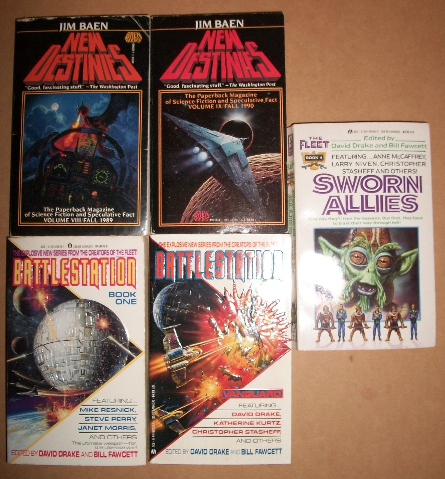 PB lot of 5 Ed. David Drake Baen New Destines 8 9 Battlestation 1 2 ...