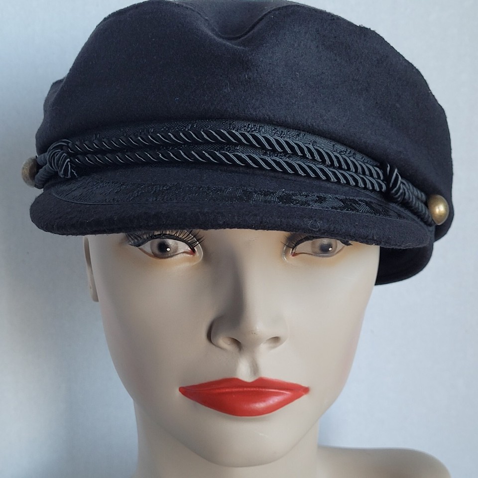 Greek Fisherman Cap Hat Black With Rope Hat Band One Size Yachting ...