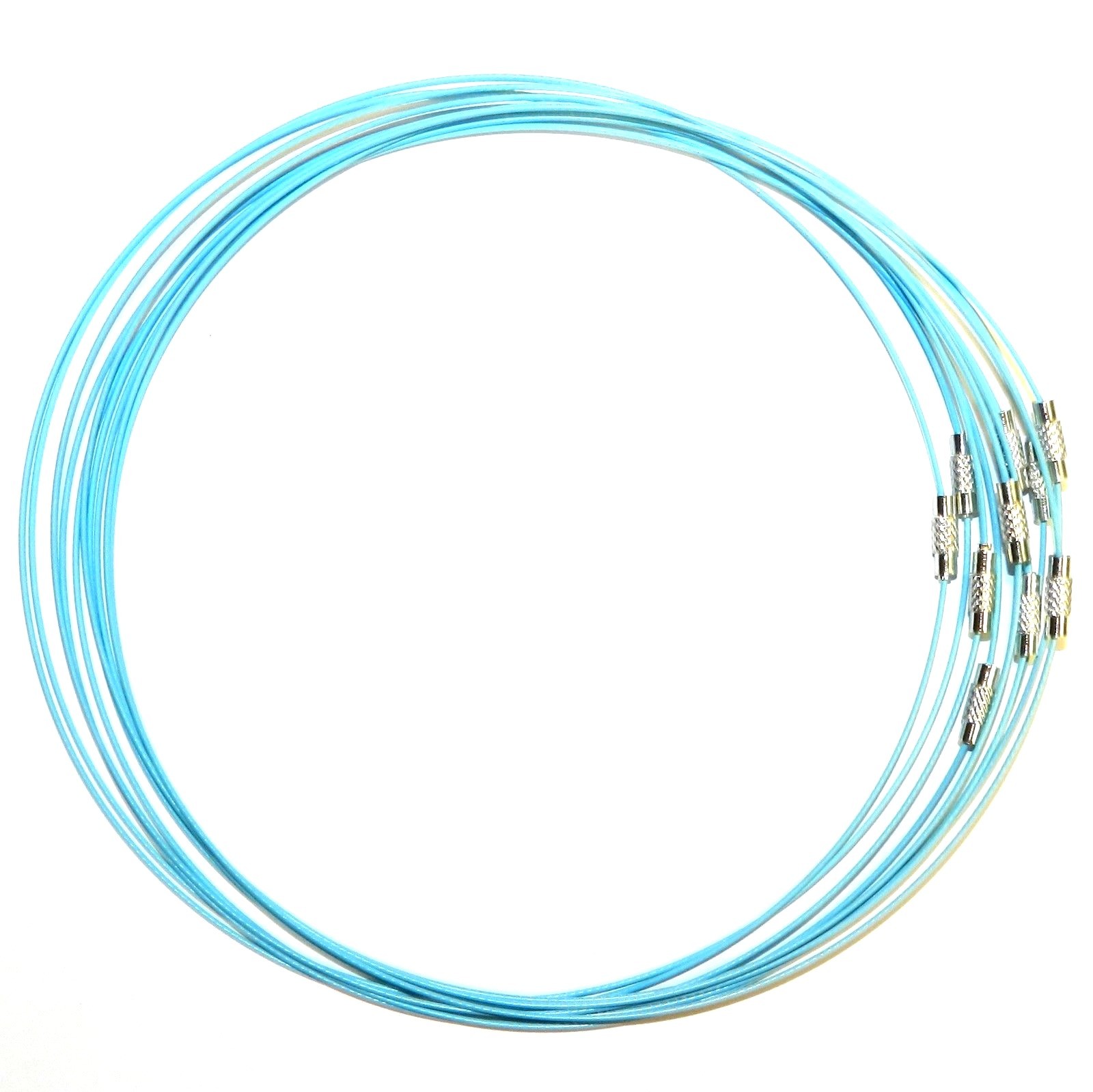 NW140 Blue 18" Stainless Steel Wire Collar Silver Clasp Necklace For ...