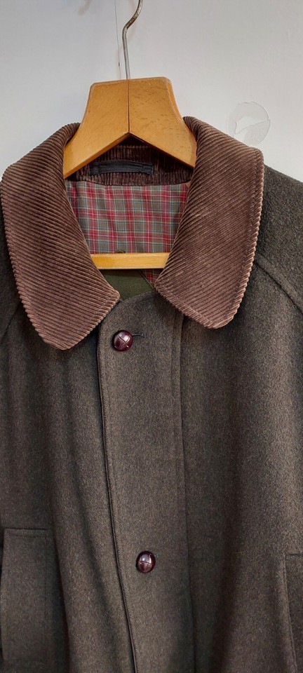 Vintage Barbour M67 Jacket Overcoat Green Loden Wool Hunting Plaid Size ...