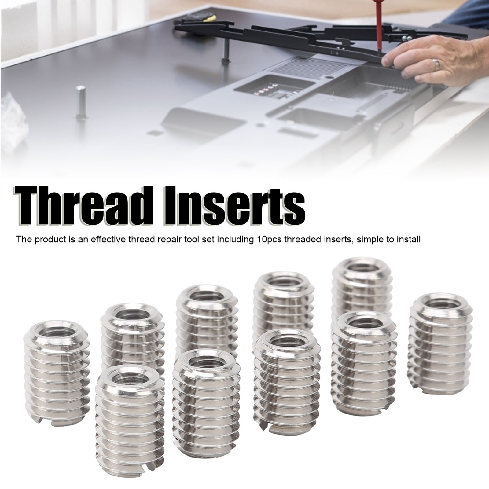 10Pcs Thread Inserts Male Female Reducing Nut Repair Tool Stainless ...