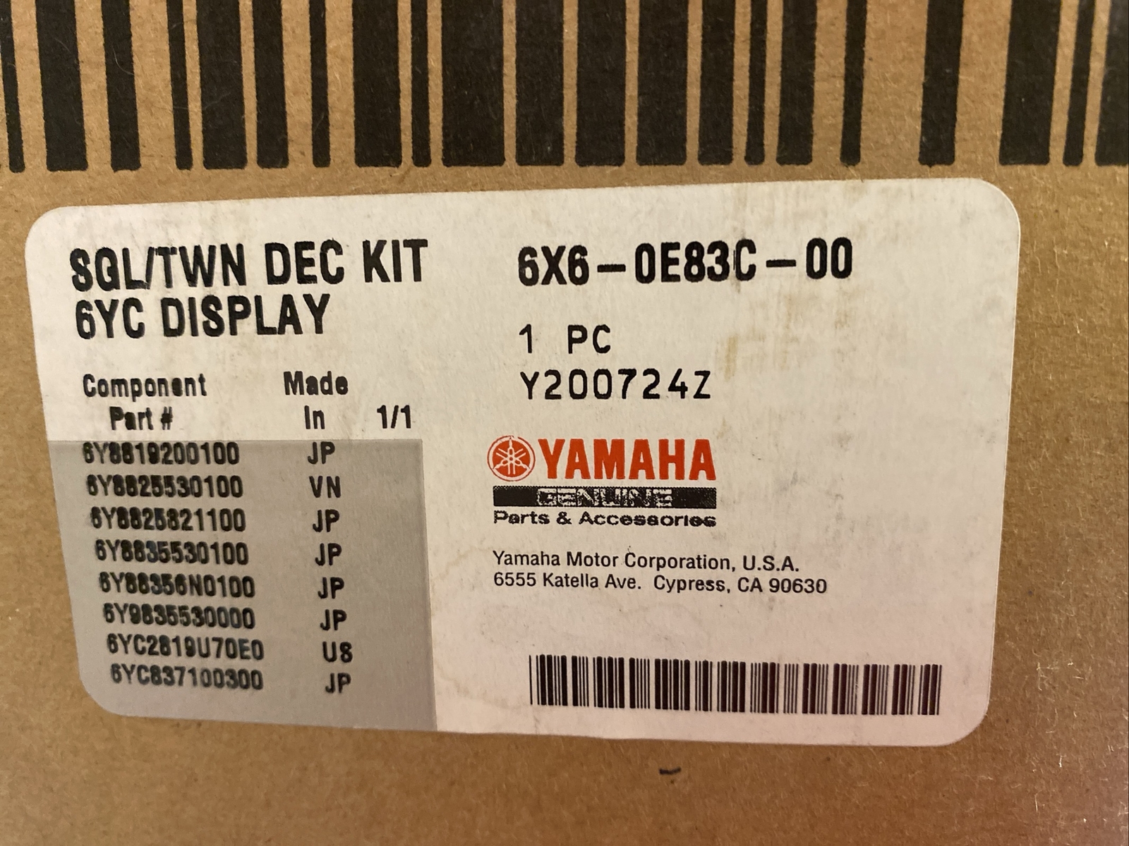 Yamaha OUTBOARD 6x6-0e83c-00-00 Dec 6yc Command Link Information ...