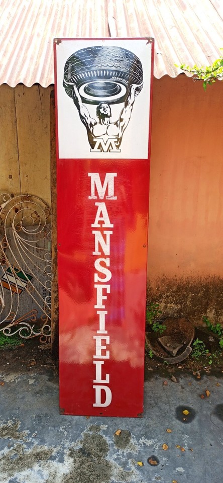MRF Mansfield Tyre Oil Gas Station Enamel Porcelain Sign Board Antiq ...