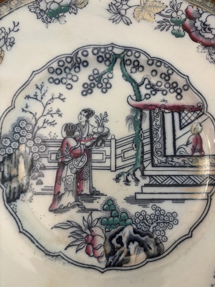Hope & Carter H&C Cake Plate Chinese Tea House Pattern 10in 1800s UK ...