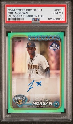 🔥 2024 Topps Pro Debut Tre' Morgan Green Foil Auto /99 PSA 10 Rays RC 🔥 ...