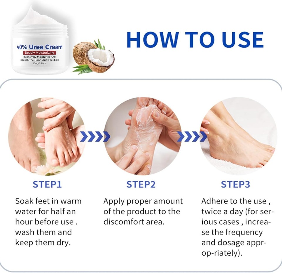 Urea Foot Cream, 40% Urea Cream Cracked Heel Repair Cream for Feet and ...