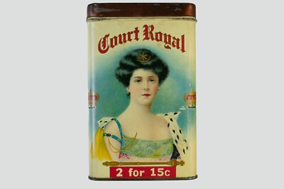 Rare 1920s litho "Court Royal" humidor 25 cigar tin in very good ...