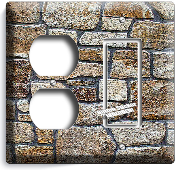 RUSTIC STONE BRICK STYLE LIGHT SWITCH OUTLET WALL PLATE MAN CAVE ROOM ...