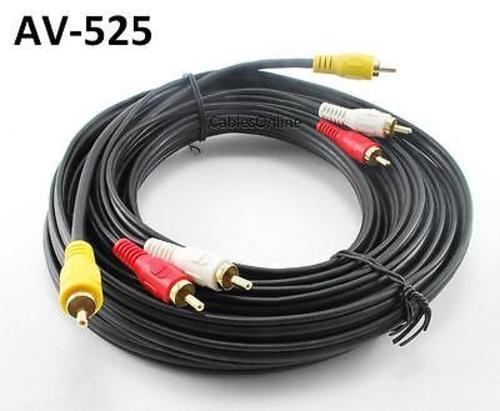 25ft 3-RCA Composite Audio/Video Male to Male Cable CablesOnline AV-525 ...