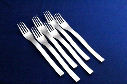 SATIN "WAVE" SALAD FORKS SET OF 6, 18-10 STAINLESS STEEL FLATWARE BY ...