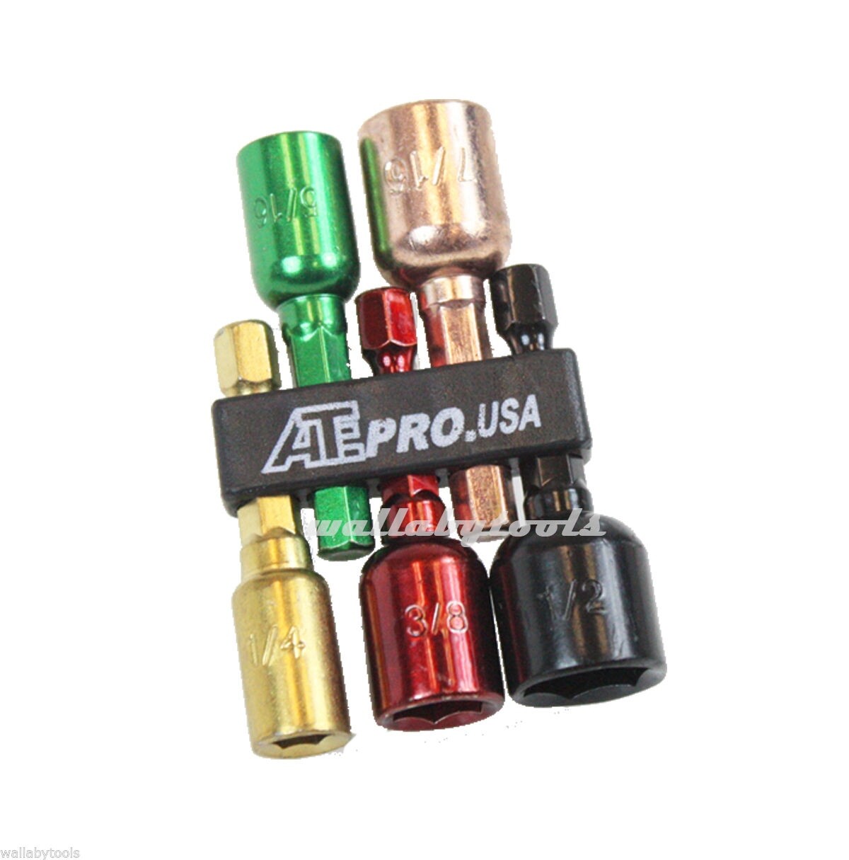 5Pc Magnetic Nut Bit Driver Drill Setter 1/4" 5/16" 3/8" 7/16" 1/2 ...