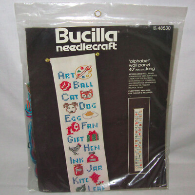 Vintage Bucilla Alphabet Letters Needlecraft Wall Panel Hanging Craft ...