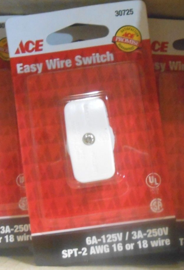ACE 30725 Inline Wire Cord Light Switch Table Floor Bed Desk Lamp White ...