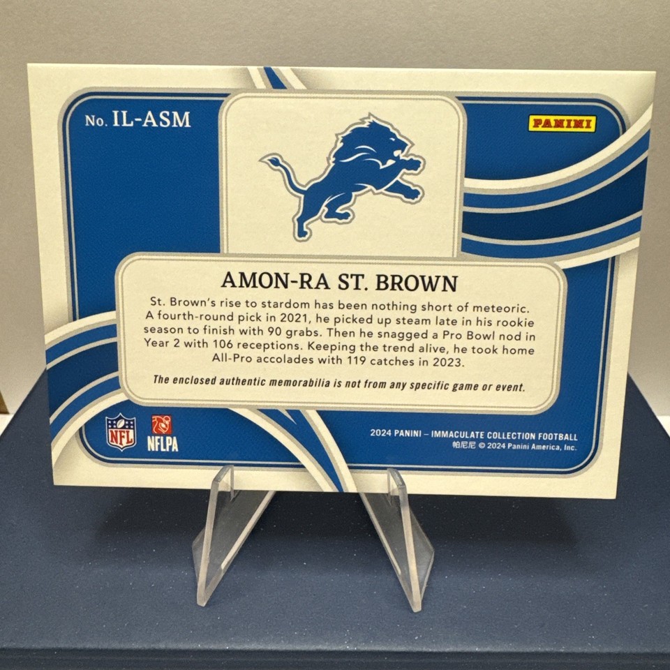 Amon-Ra St. Brown 2024 Panini Immaculate #IL-ASM Patch 09/25 Lions 3 ...
