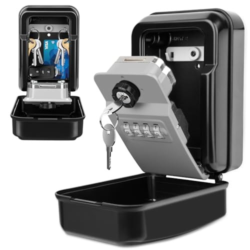 Key Safe Wall Mounted, Key Lock Box with Two Emergency Keys Resettable ...